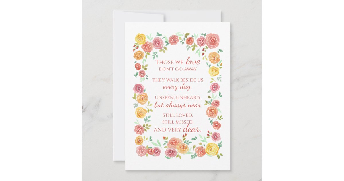 Memorial Sympathy Poem with Roses Frameable | Zazzle.com