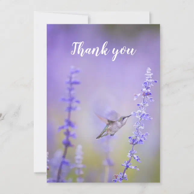Memorial Thank You Hummingbird Lavender Invitation | Zazzle