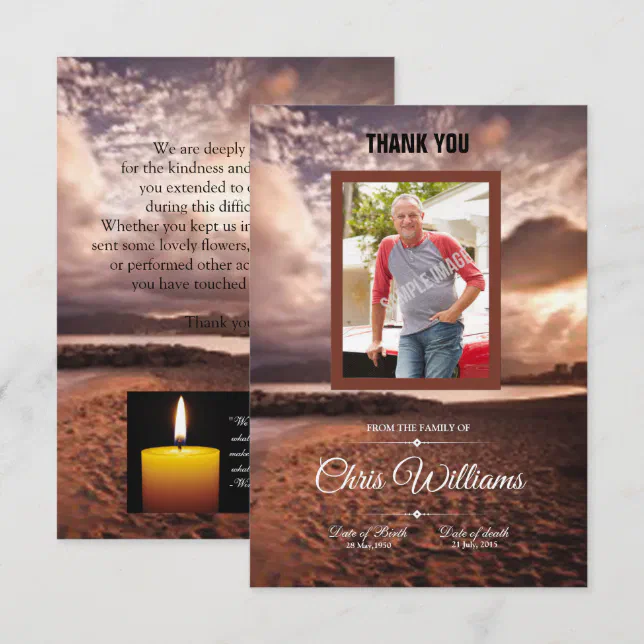 Memorial Thank You Photo Card | Zazzle