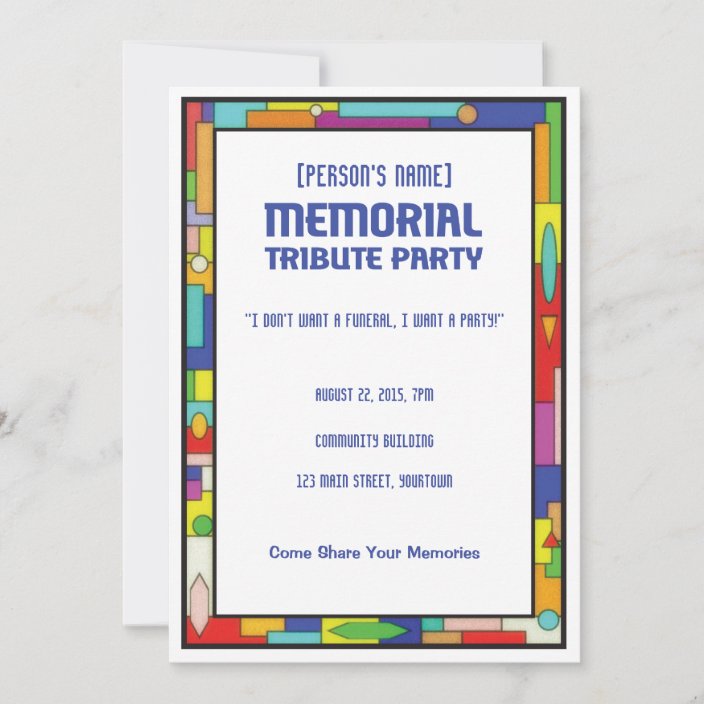 Memorial Tribute Funeral Party Invitation | Zazzle.com