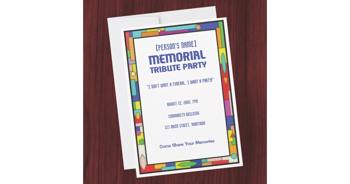 Memorial Tribute Funeral Party Invitation | Zazzle