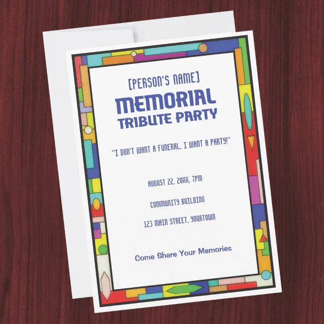 Memorial Tribute Funeral Party Invitation | Zazzle