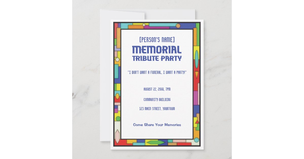 Memorial Tribute Funeral Party Invitation | Zazzle