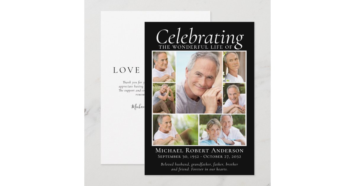 Memorial Tribute Photo Collage Keepsake Thank You | Zazzle