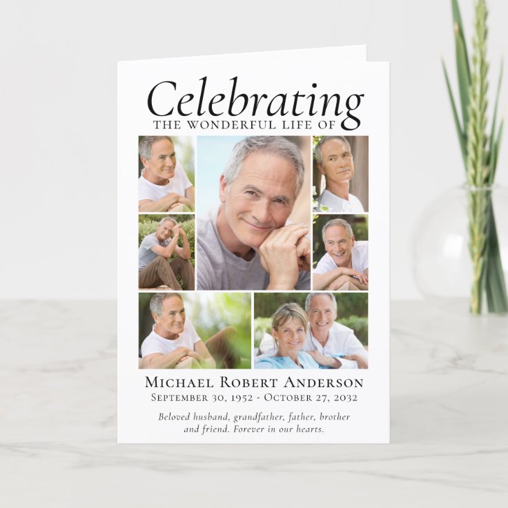 Memorial Tribute Photo Collage Keepsake Thank You Card | Zazzle