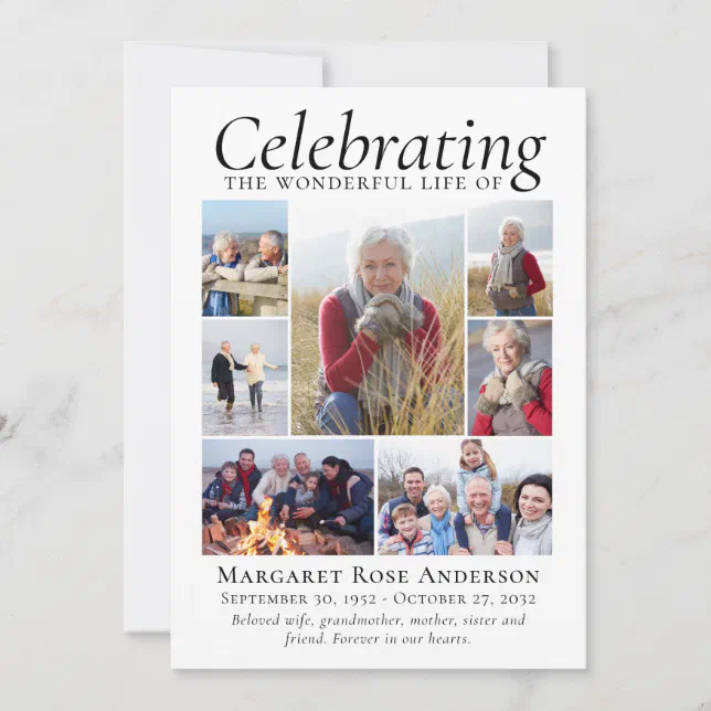 Memorial Tribute Photo Collage Keepsake Thank You Card | Zazzle
