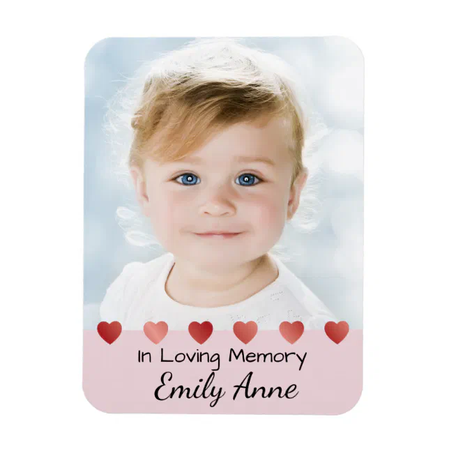 Memoriam Magnet for Little Girl with Hearts | Zazzle