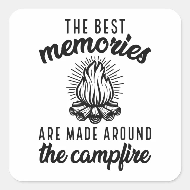 Memories Campfire Square Sticker | Zazzle
