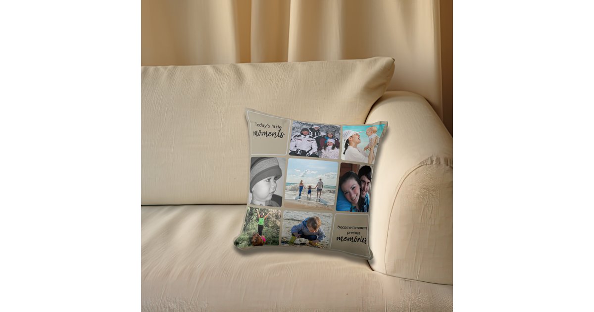 Memories Family Photo Collage Throw Pillow | Zazzle