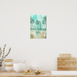 Memory,Abstract Landscape Trees Art Painting Poster | Zazzle