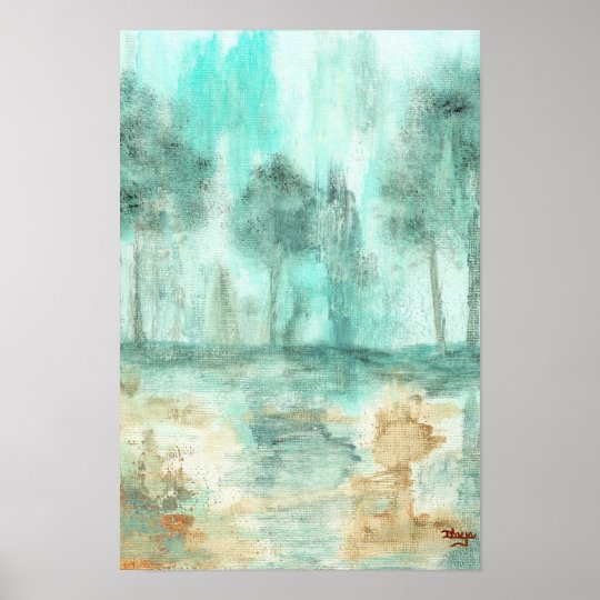 Memory,Abstract Landscape Trees Art Painting Poster | Zazzle.com