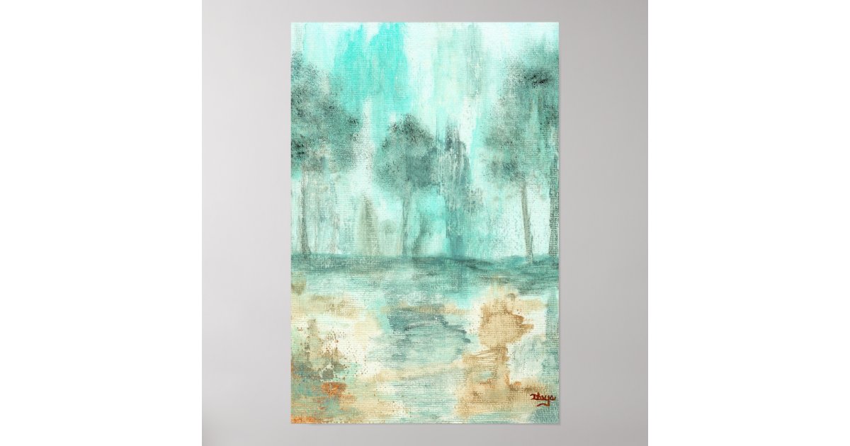 Memory,Abstract Landscape Trees Art Painting Poster | Zazzle.com
