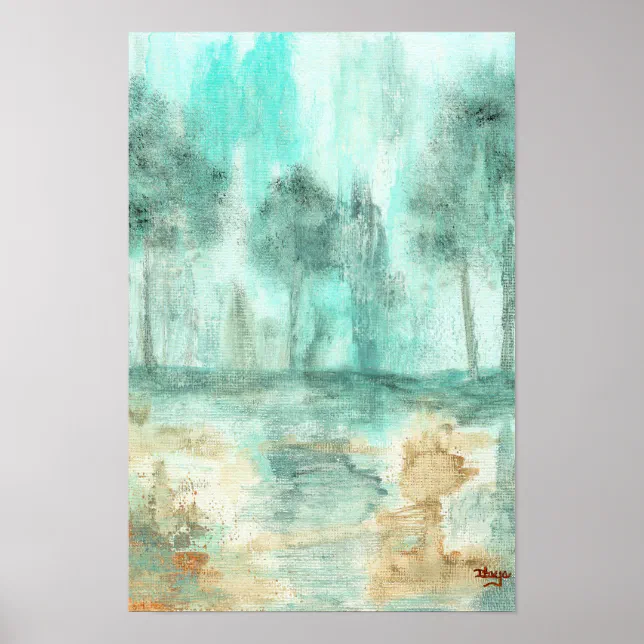 Memory,Abstract Landscape Trees Art Painting Poster | Zazzle