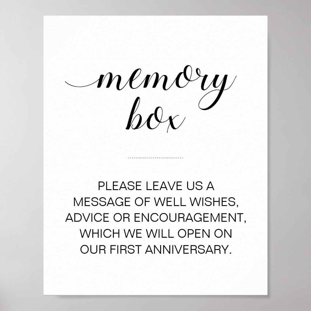 Memory Box Guest Book Leave Message Wedding Sign | Zazzle
