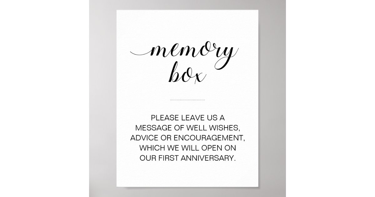 Memory Box Guest Book Leave Message Wedding Sign | Zazzle