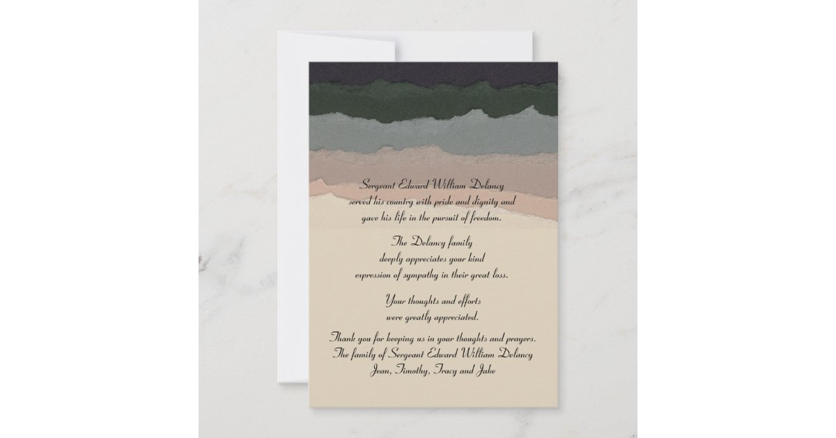 Memory Eternal - Bereavement Thank You Notecard | Zazzle