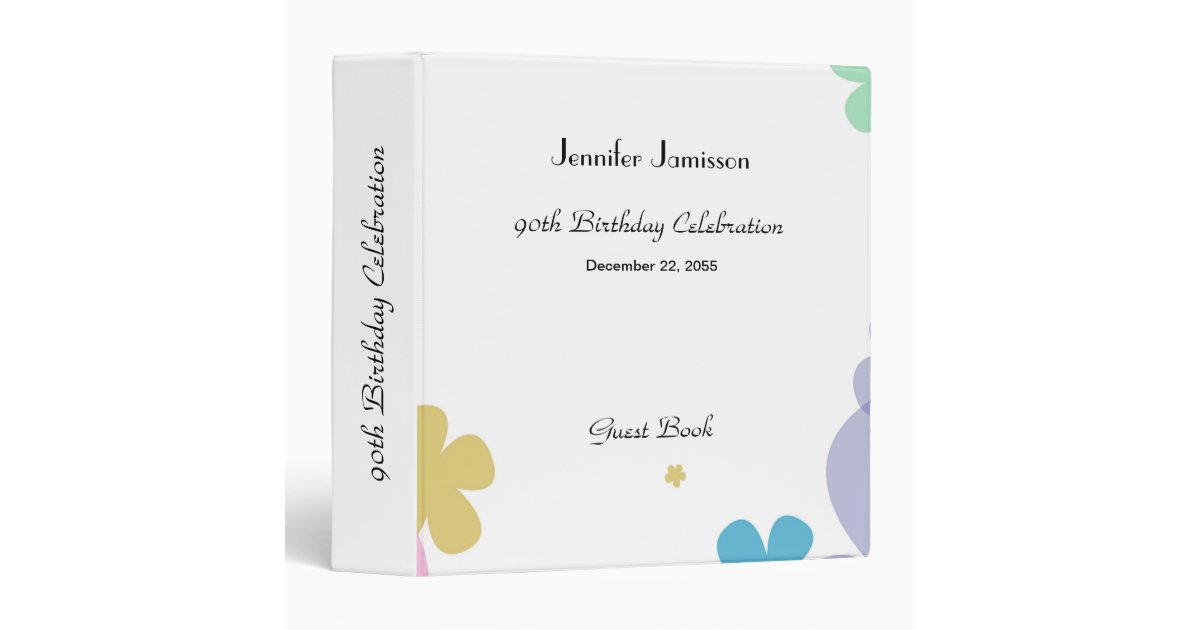 Memory/Guest Book 90th Birthday Party Celebration Binder | Zazzle