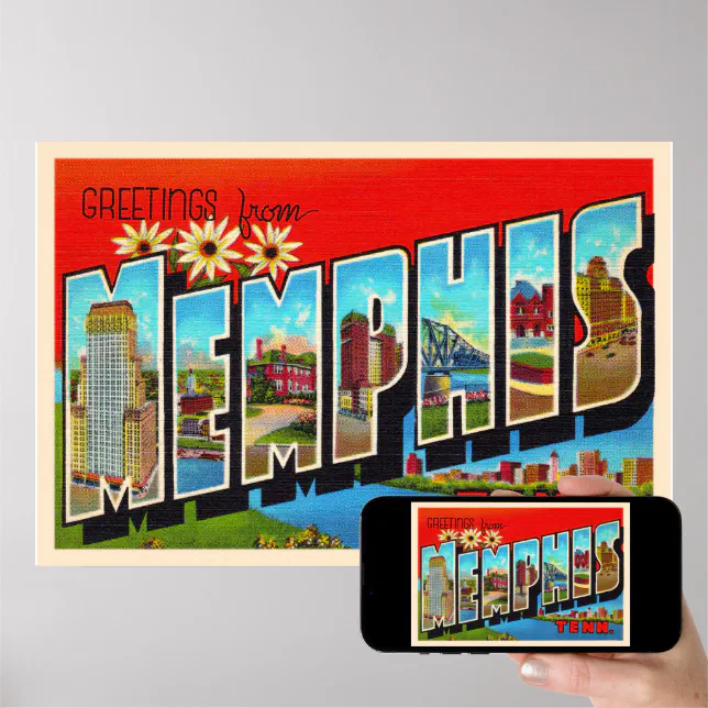 Memphis Tennessee TN Vintage Large Letter Postcard Poster | Zazzle