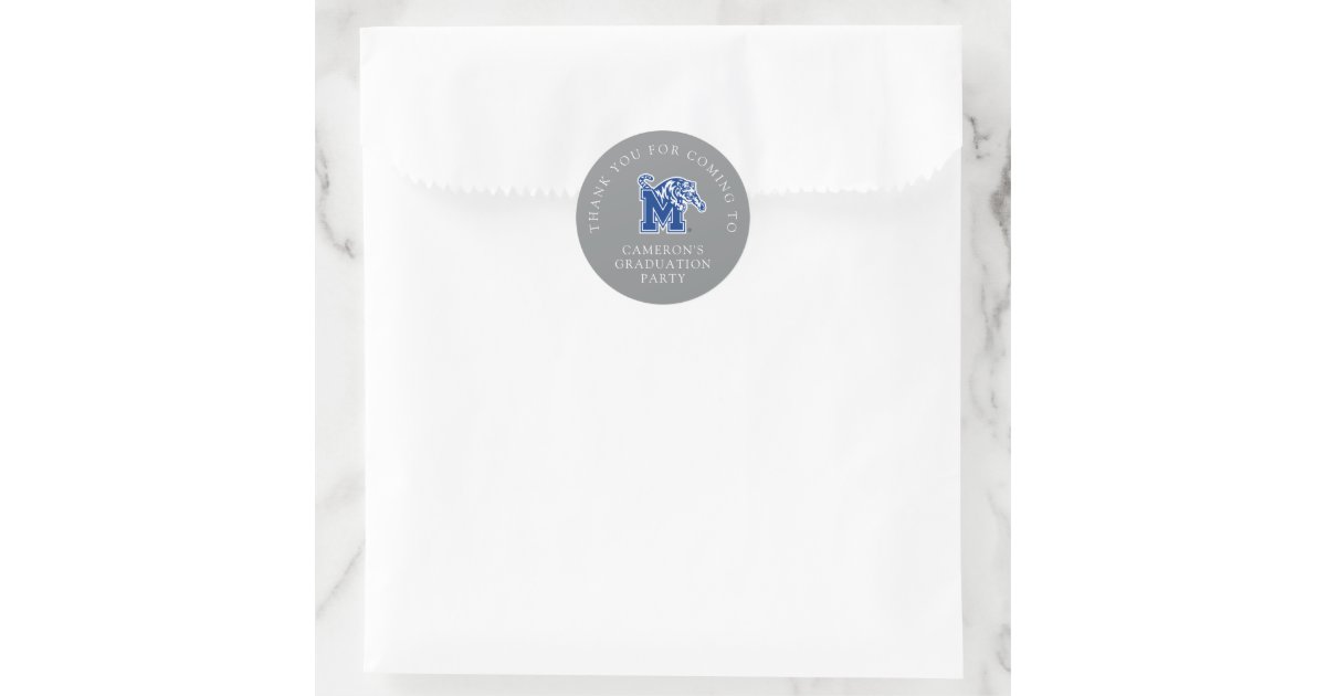 Memphis Tigers Mascot with Block M Logo Classic Round Sticker | Zazzle