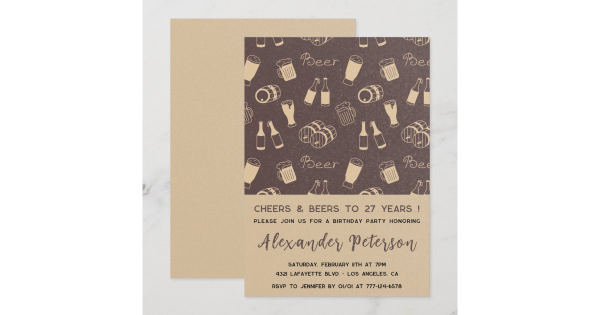 Men 27th birthday invitations Beer Rustic | Zazzle