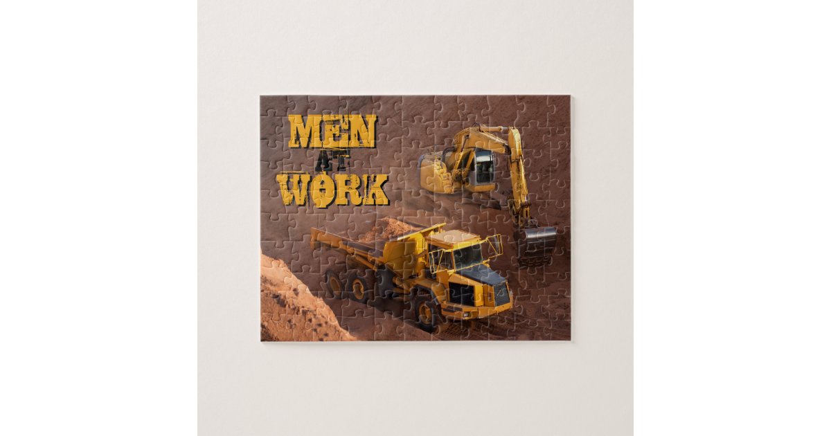 Men at Work Digger and Dump Truck Jigsaw Puzzle | Zazzle