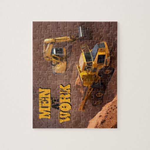 Men at Work Digger and Dump Truck Jigsaw Puzzle | Zazzle