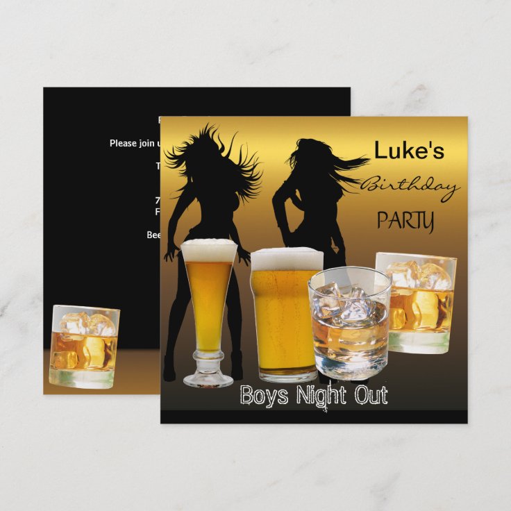 Men Birthday Party Beer Boys Night Out Invitation | Zazzle