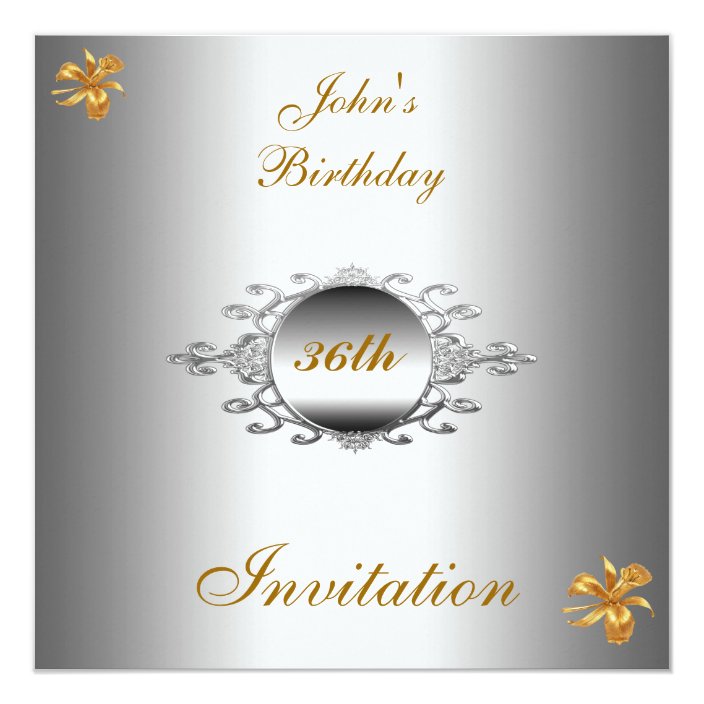 Men Birthday Party Invitation Silver | Zazzle.com