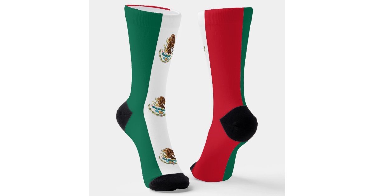 Men crew socks with flag of Mexico | Zazzle