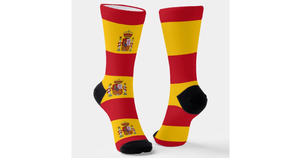 Men crew socks with flag of Spain | Zazzle