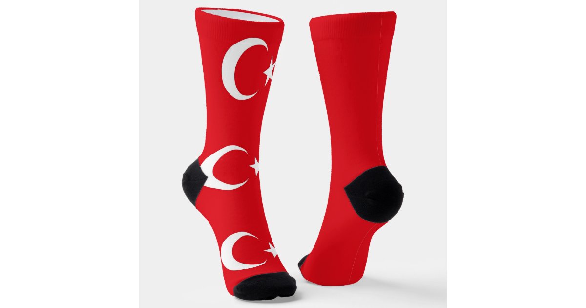 Men crew socks with flag of Turkey | Zazzle