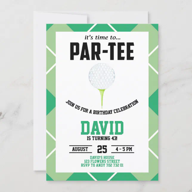 Men Golf Par-tee Birthday Invitation | Zazzle