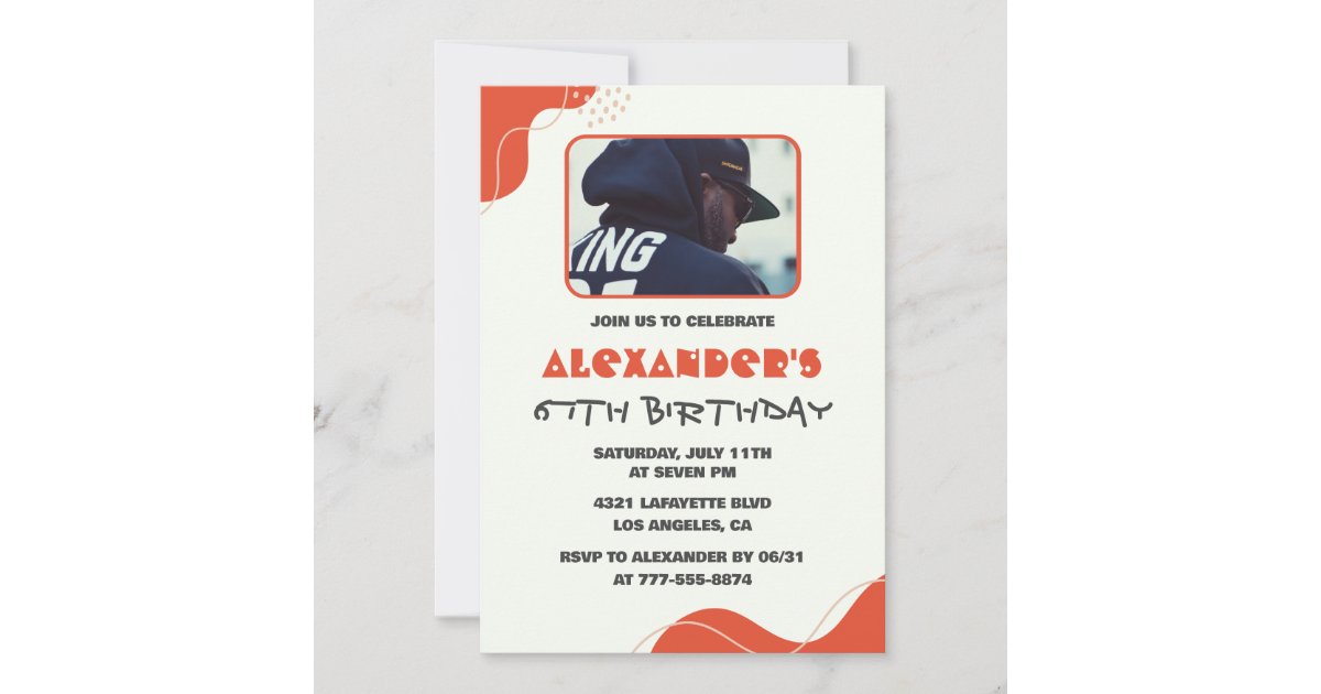 Men Photo 67th birthday invitations Modern Red | Zazzle