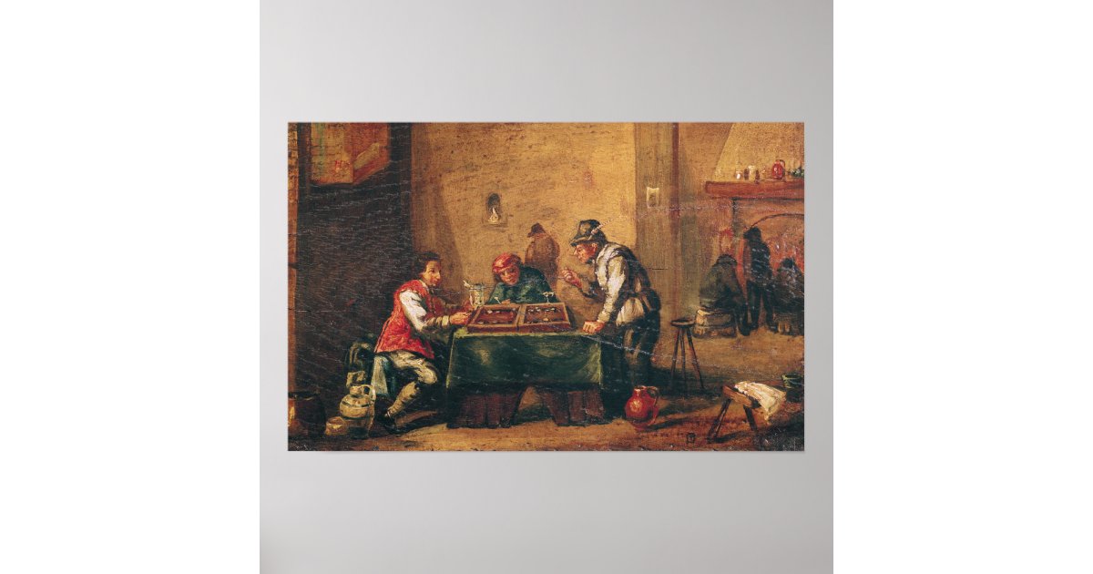 Men Playing Backgammon in a Tavern Poster | Zazzle