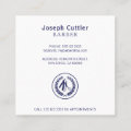Men salon custom logo simple modern navy white square business card ...