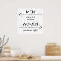 Men to the left because Women are always right Poster | Zazzle