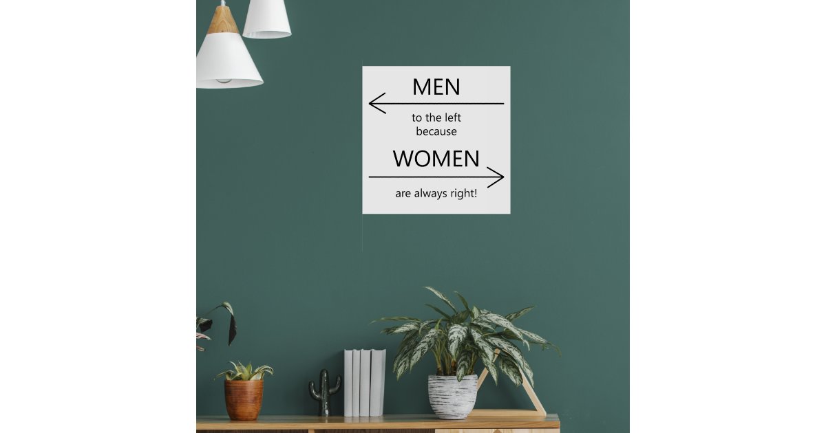 Men to the left because Women are always right Poster | Zazzle