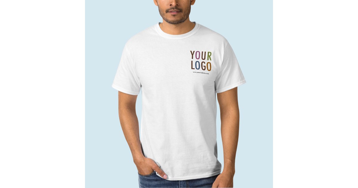 Men White Value T-Shirt with Custom Company Logo | Zazzle