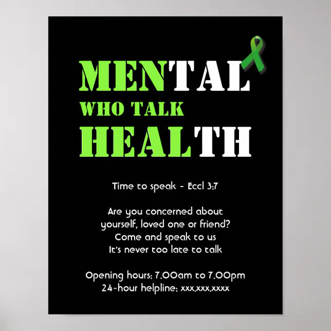 MEN WHO TALK HEAL Custom Mental Health Poster | Zazzle