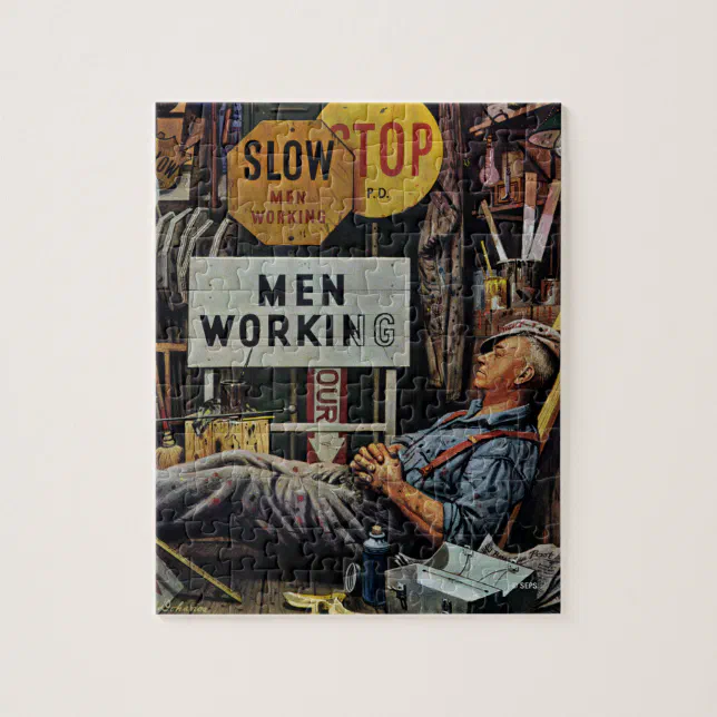 Men Working Jigsaw Puzzle | Zazzle