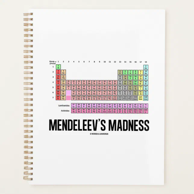 Mendeleev's Madness Periodic Table Of Elements Planner | Zazzle