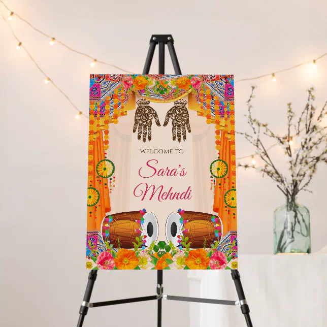 Mendhi sign Mehndi welcome signs as Mehendi decor | Zazzle