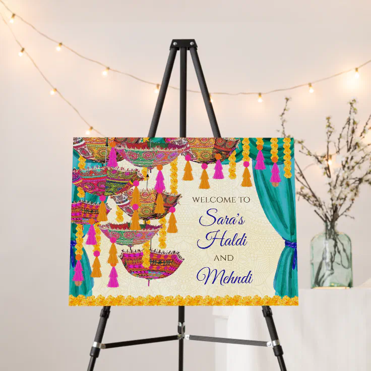 Mendhi signs and Mehndi Welcome signs | Zazzle