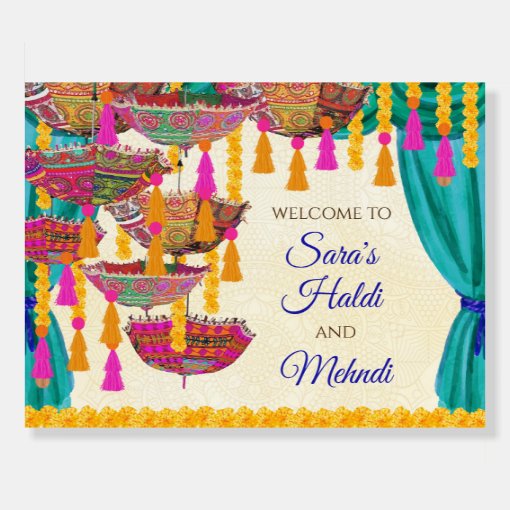 Mendhi signs and Mehndi Welcome signs | Zazzle