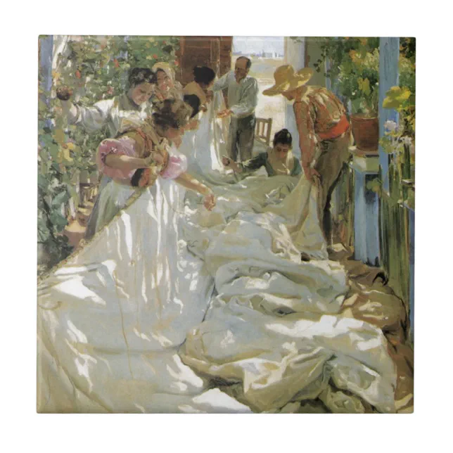 Mending the Sail - Joaquín Sorolla y Bastida Tile | Zazzle