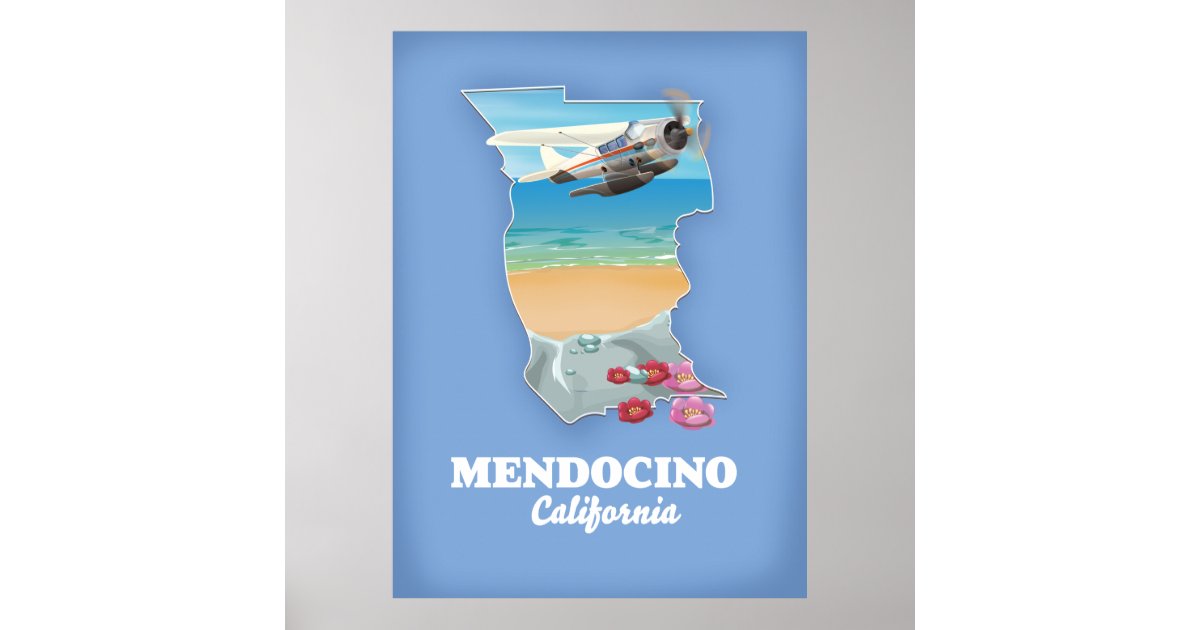 Mendocino California map Poster | Zazzle