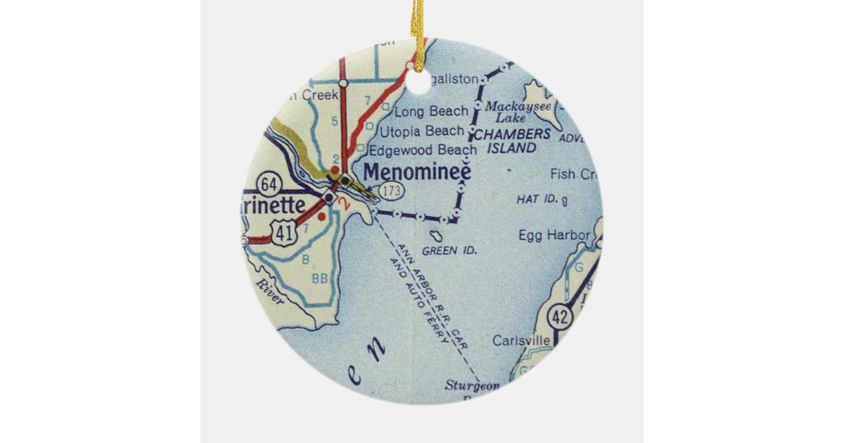 Menominee MI Map Ceramic Ornament | Zazzle