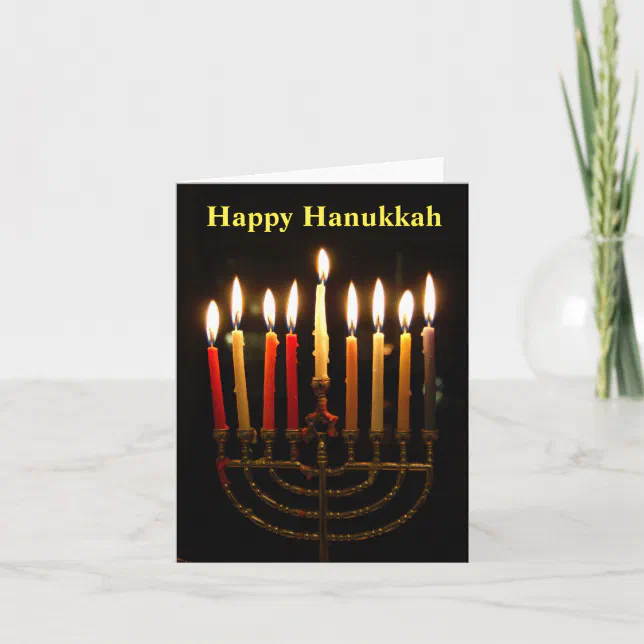 Menorah and Candles Hanukkah Folded Card | Zazzle