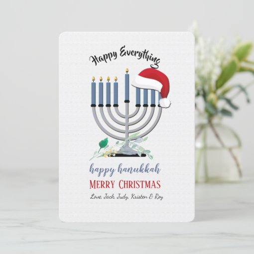 Menorah and Santa Hat Holiday Card | Zazzle