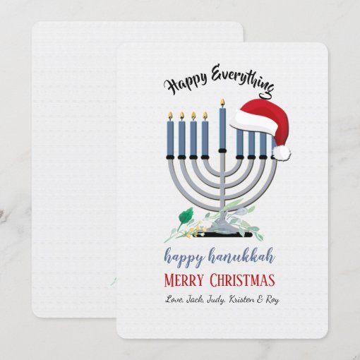Menorah and Santa Hat Holiday Card | Zazzle